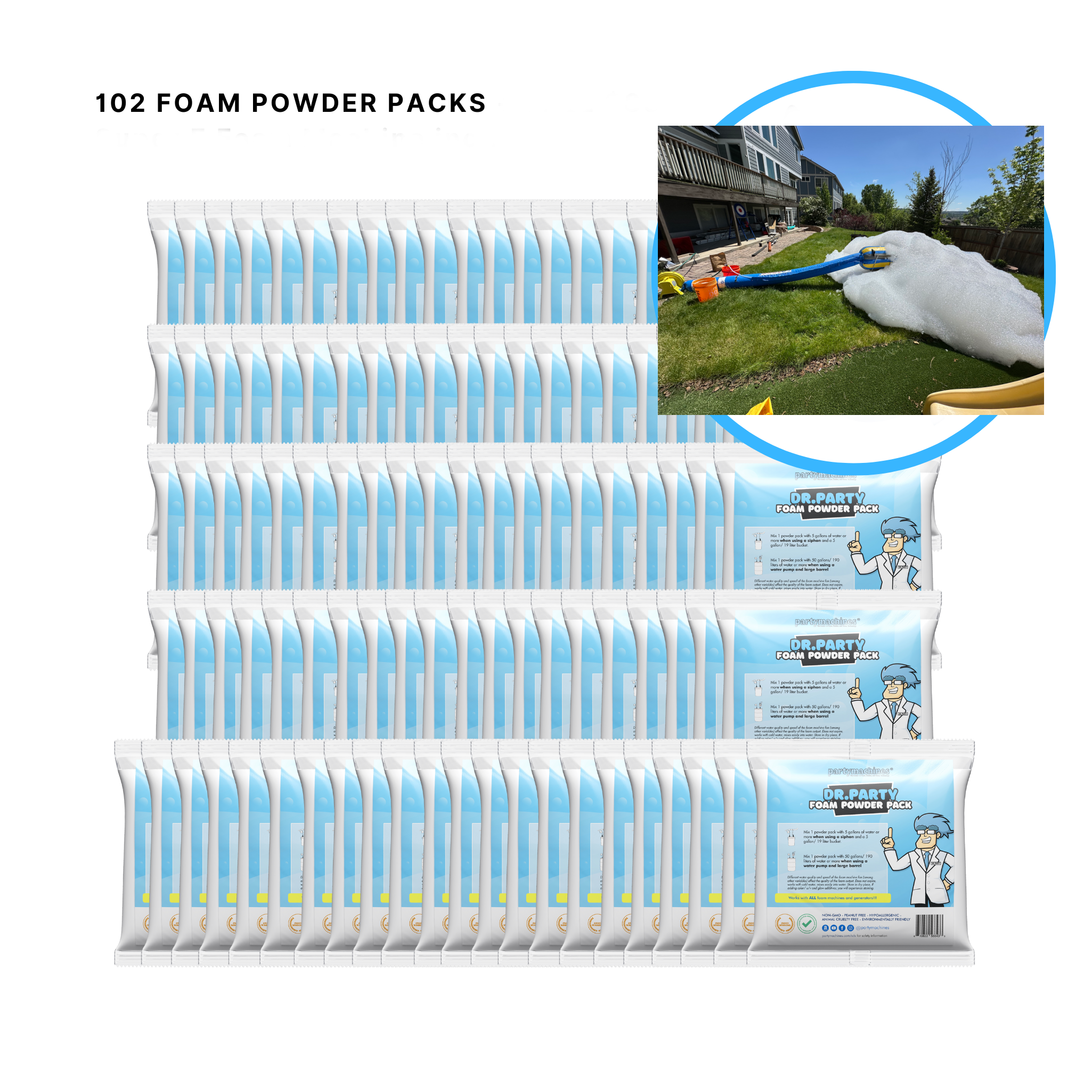 FOAM POWDER PACKS – Free inflatable + 80 packs – Partymachines