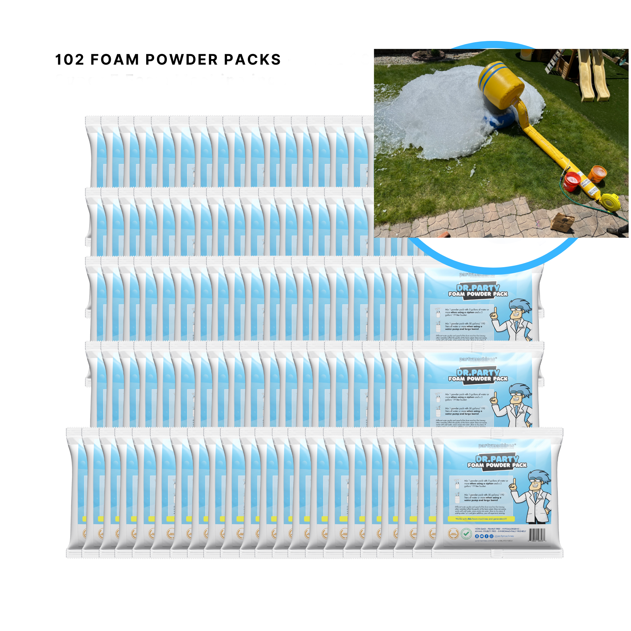 FOAM POWDER PACKS – Free inflatable + 80 packs – Partymachines